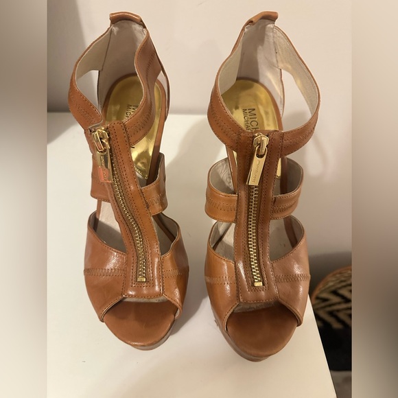MICHAEL Michael Kors | Shoes | Michael Kors Gold Zipper Heels | Poshmark